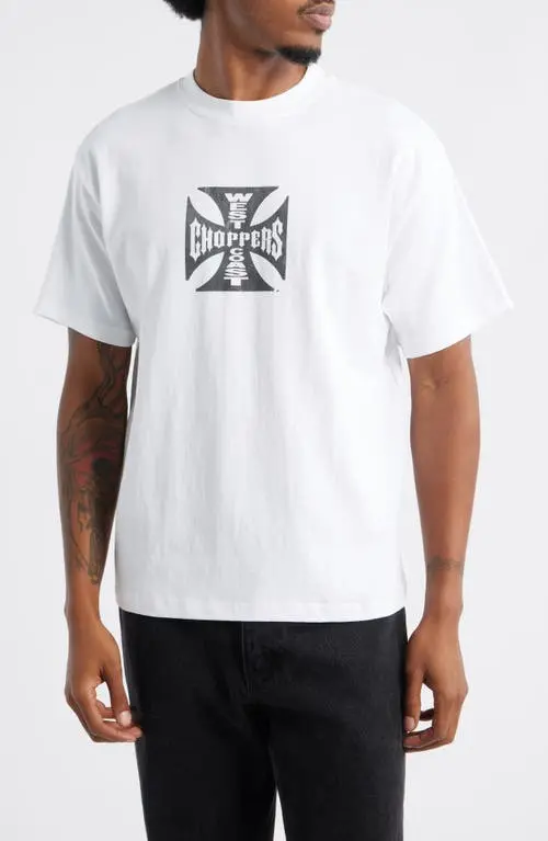 ID SUPPLY CO West Coast Choppers Distressed Core Logo Cotton Graphic T-shirt - White