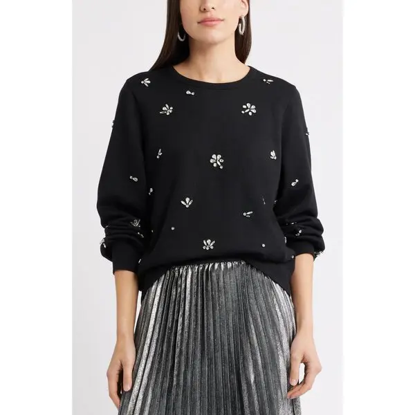 Caslon Crystal Embellished Sweatshirt