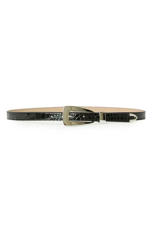 B-low The Belt Briar Croco-embossed Leather Belt - Black Silver