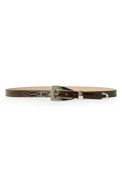 B-low The Belt Briar Croco-embossed Leather Belt - Chocolate Silver
