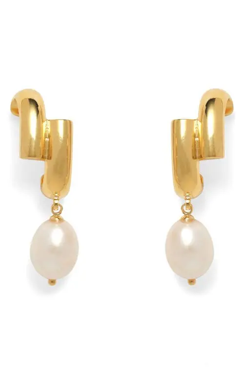 Lady Grey Cultured Pearl Shift Earrings - Gold
