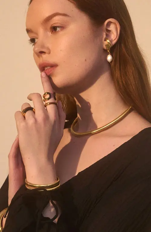 Lady Grey Cultured Pearl Shift Earrings - Gold