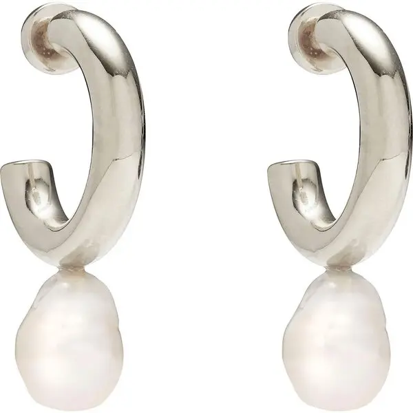 Lady Grey Isla Cultured Pearl Drop Earrings - Silver