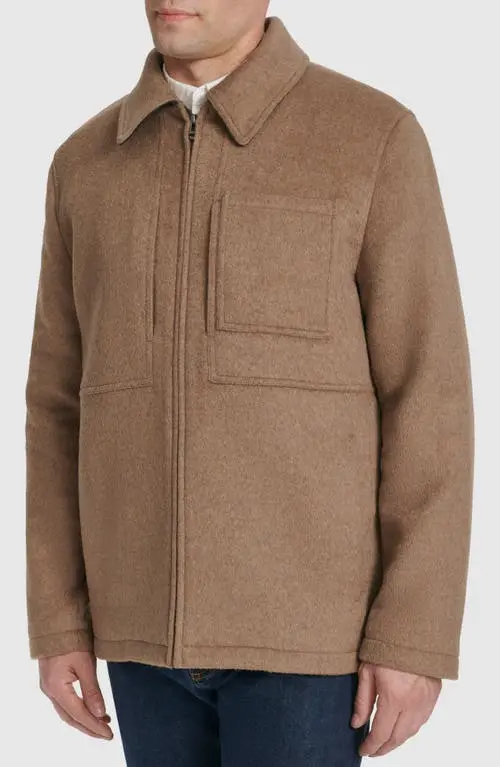 Cole Haan Felt Zip-up Shirt Jacket - Mushroom