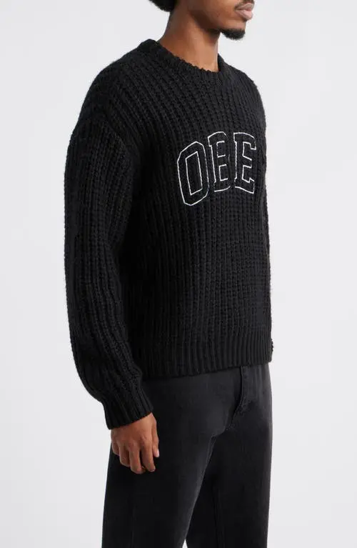 Obey Embroidered Collegiate Logo Crewneck Sweater - Black Multi