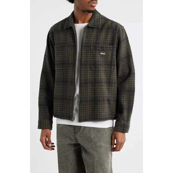 Obey Parker Cotton Zip-up Shirt Jacket - Rosin Multi