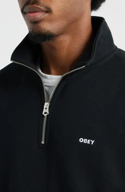 Obey Established Works Quarter-zip Fleece Pullover - Black