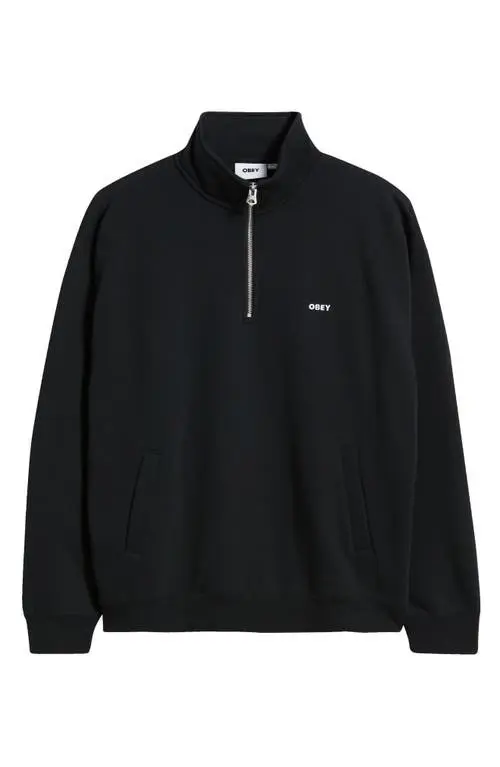 Obey Established Works Quarter-zip Fleece Pullover - Black
