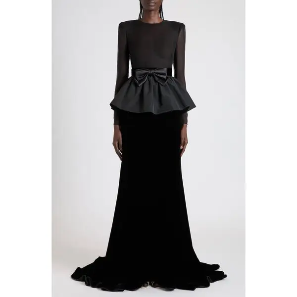 Valentino Garavani Bow Detail Long Sleeve Gown