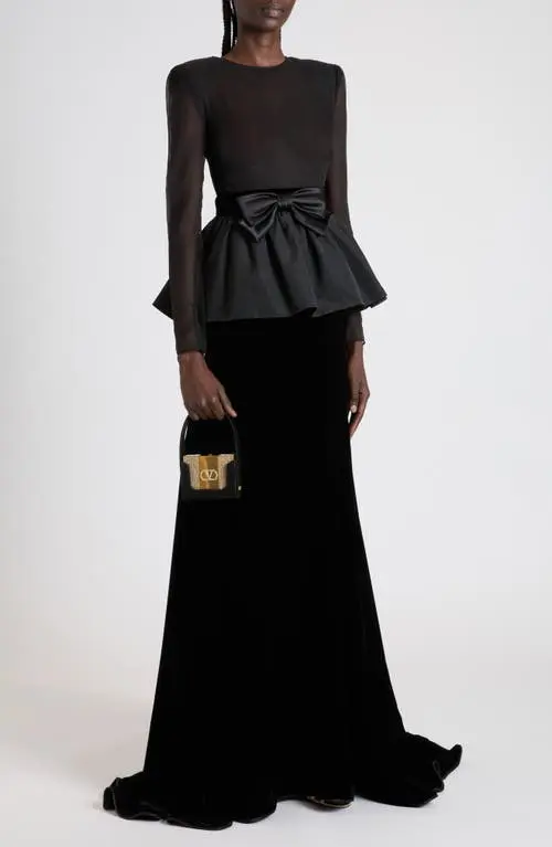 Valentino Garavani Bow Detail Long Sleeve Gown