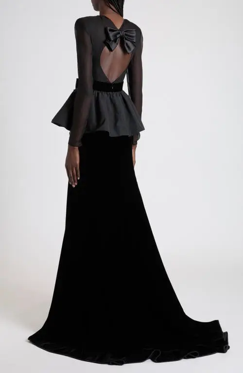 Valentino Garavani Bow Detail Long Sleeve Gown