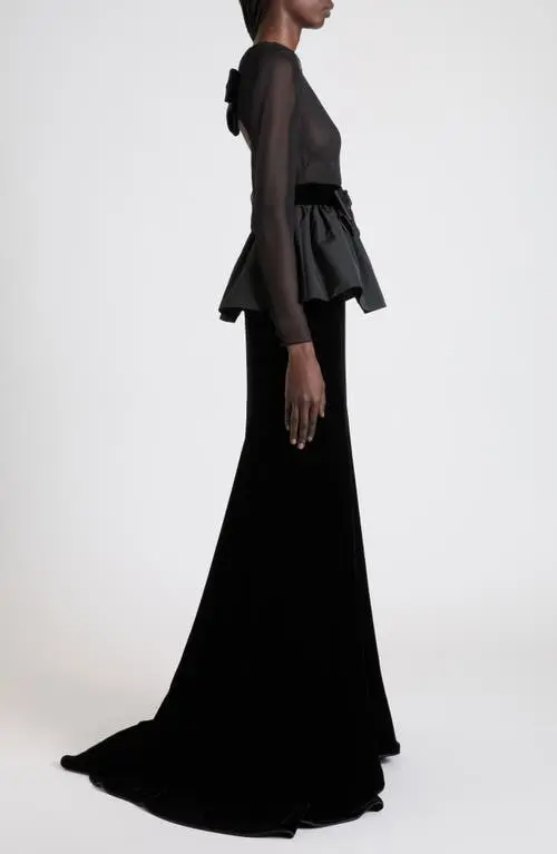 Valentino Garavani Bow Detail Long Sleeve Gown