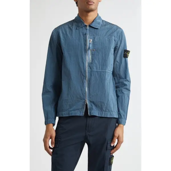 Stone Island Zip-front Shirt - V002b Blue