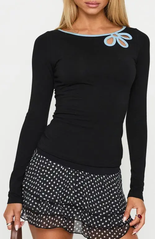 Princess Polly Floral Cutout Long Sleeve Top