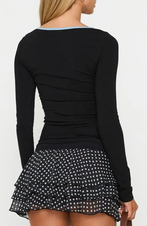 Princess Polly Floral Cutout Long Sleeve Top