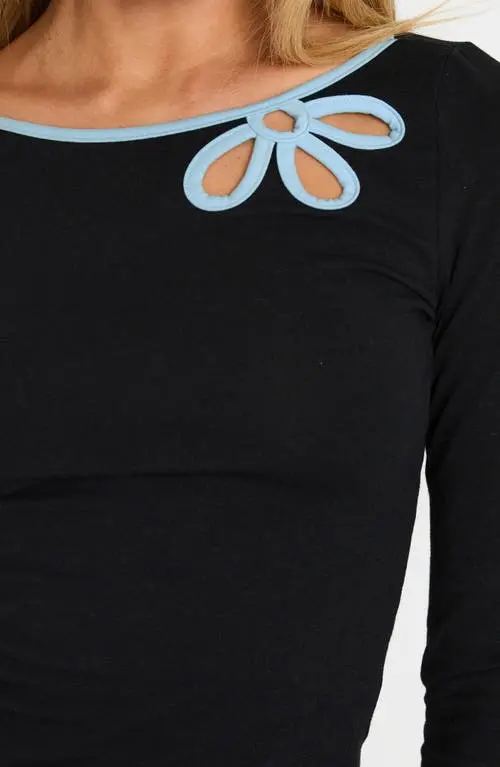 Princess Polly Floral Cutout Long Sleeve Top
