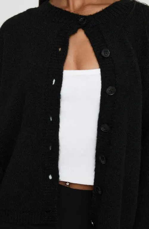 Princess Polly Rib Knit Cardigan - Black