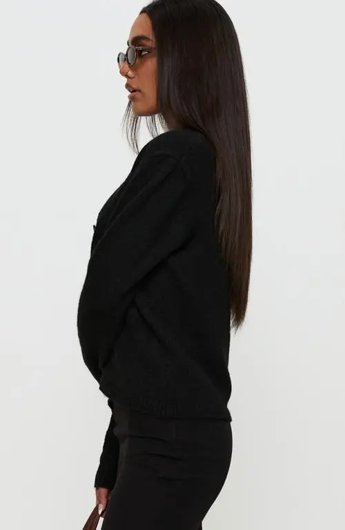 Princess Polly Rib Knit Cardigan - Black
