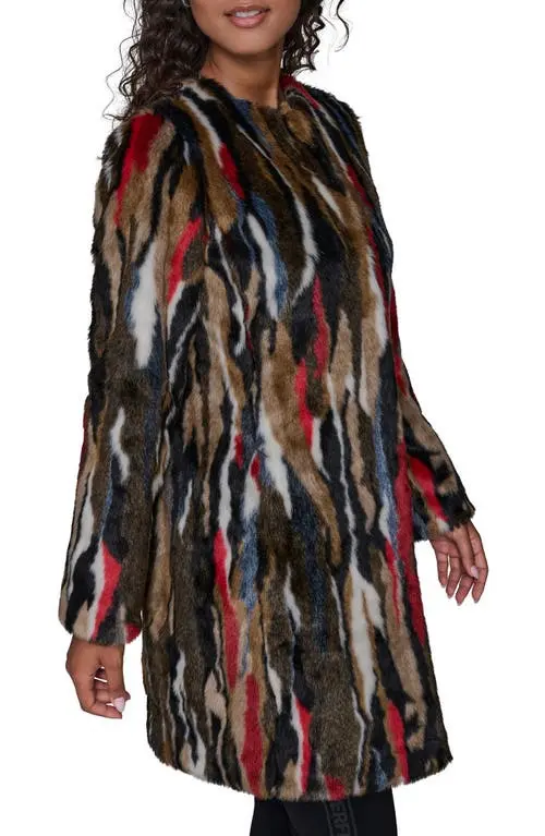 Karl Lagerfeld Paris Faux Fur Longline Jacket