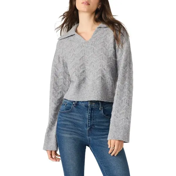 Steve Madden Esthere Pointelle Collar Sweater
