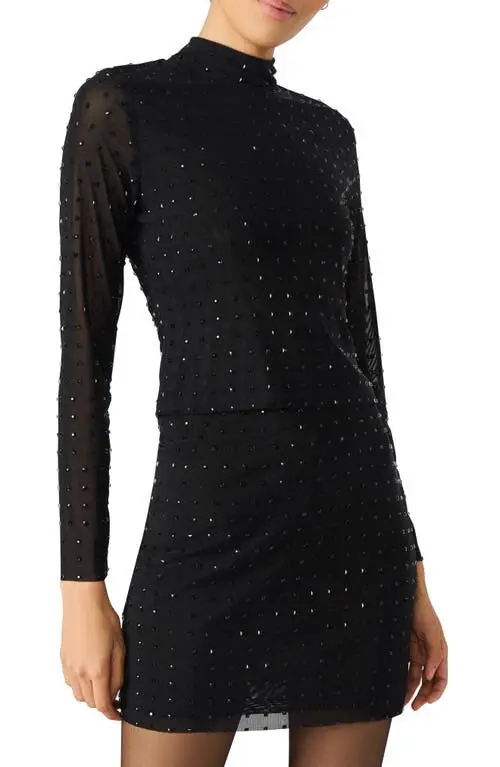 Steve Madden Melvina Studded Knit Top - Black