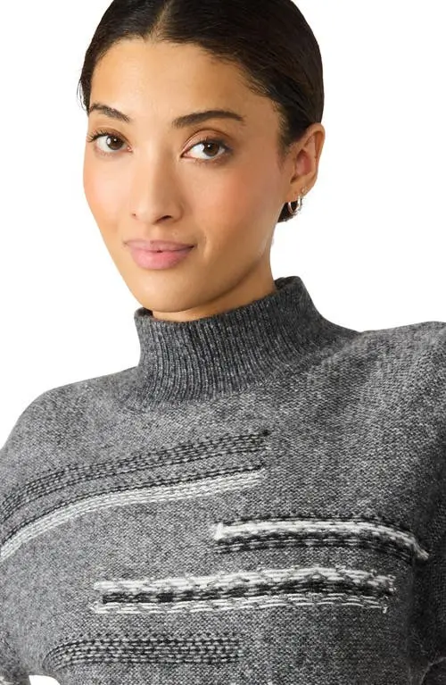 Steve Madden Ketra Mock Neck Crop Sweater - Black/grey Multi