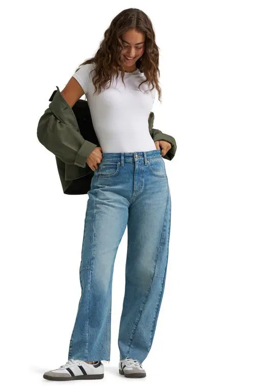 LEEM Rider Low Slung Mid Rise Barrel Leg Jeans - Memory Trip