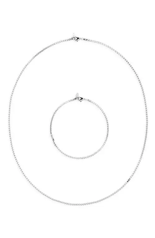 Argento Vivo Box Chain Necklace And Bracelet Set - Silver