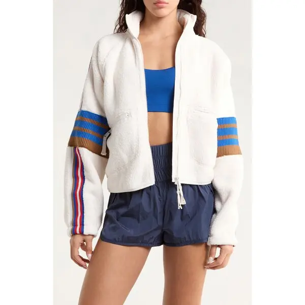 Free People Mountain High Fleece Jacket - Ivory Combo