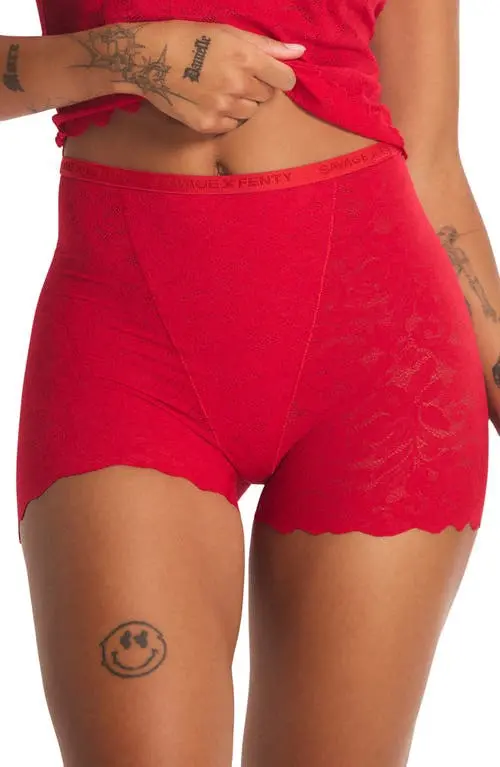 SAVAGE X FENTY Lacy Dreams Pajama Shorts - Timeless Red
