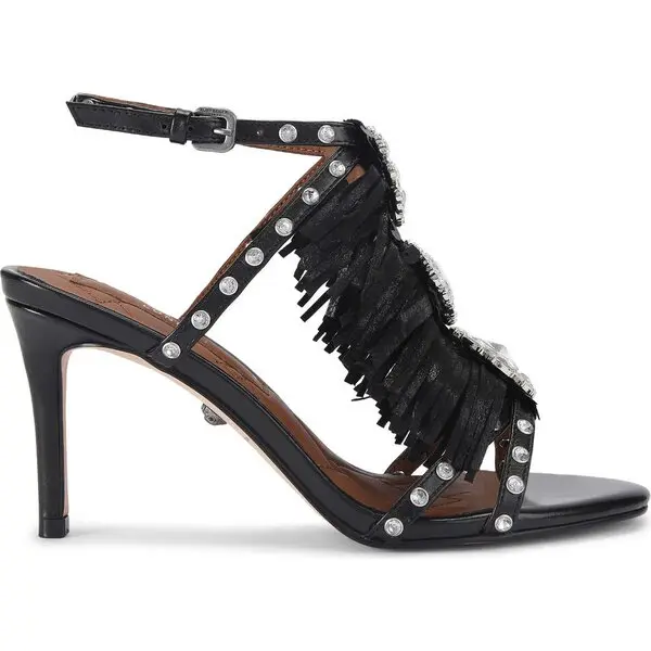 Kurt Geiger Jewel Fringe Ankle Strap Sandal - Black
