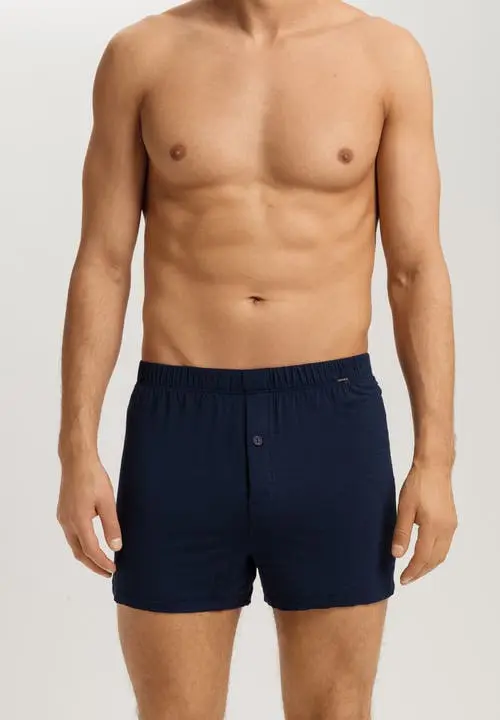 Hanro Casuals Single Jersey Boxers With Button Fly - Deep Navy