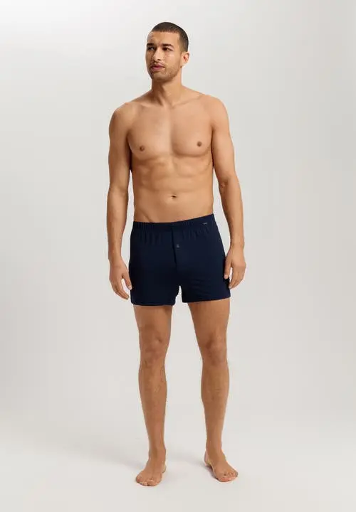 Hanro Casuals Single Jersey Boxers With Button Fly - Deep Navy