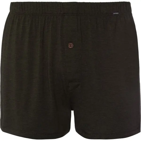 Hanro Casuals Single Jersey Boxers With Button Fly - Earthy Ink Melange