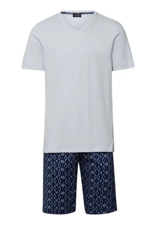 Hanro Night And Day Cotton Pajama Set - Blue Diamonds