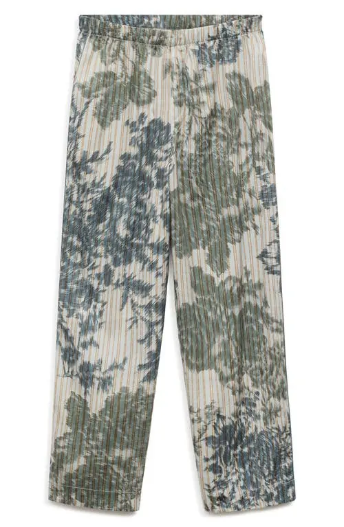 Mango Blurred Print Cotton Pajama Pants - Green
