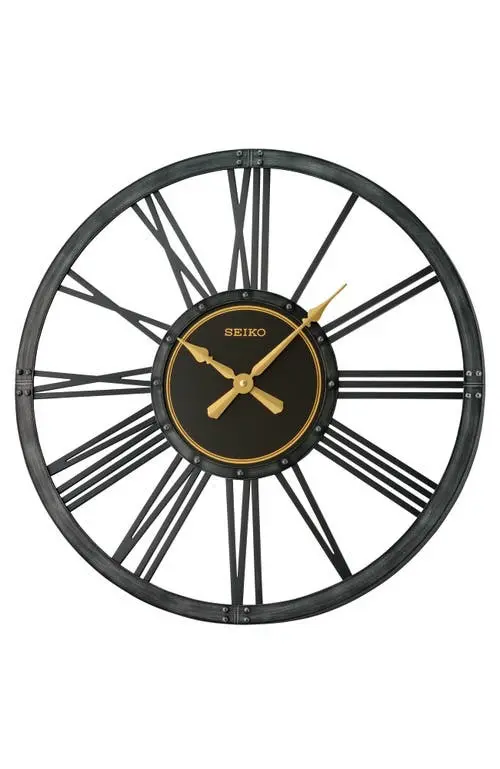 SEIKO 24in. "farmhouse Style" Wall Clock - Black