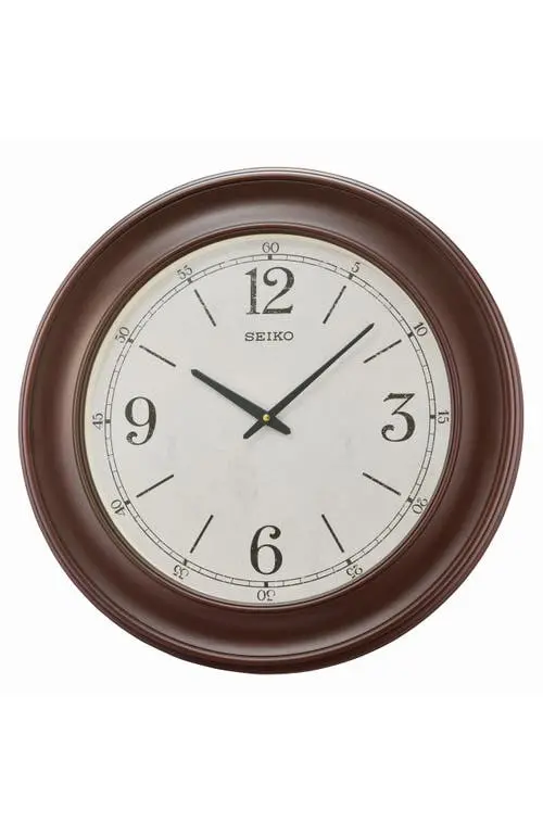 SEIKO Large Wide Frame Wall Clock - Brown