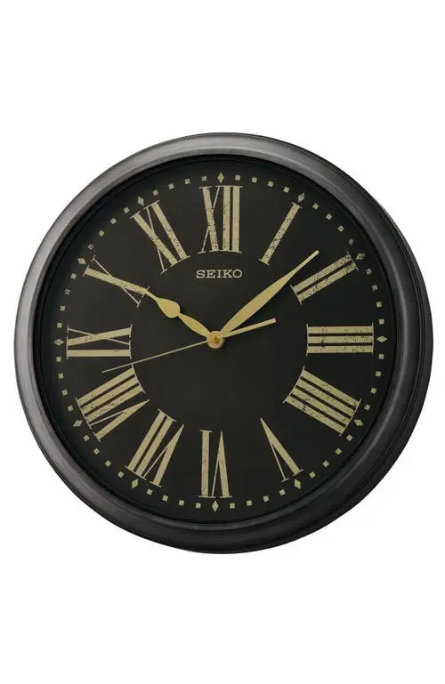 SEIKO Splash Resistant Outdoor Wall Clock - Black