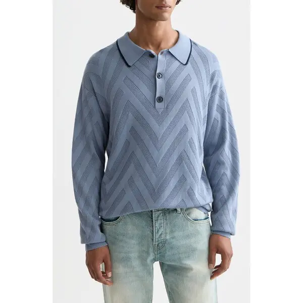 Scotch & Soda Structured Long Sleeve Polo - Infinity