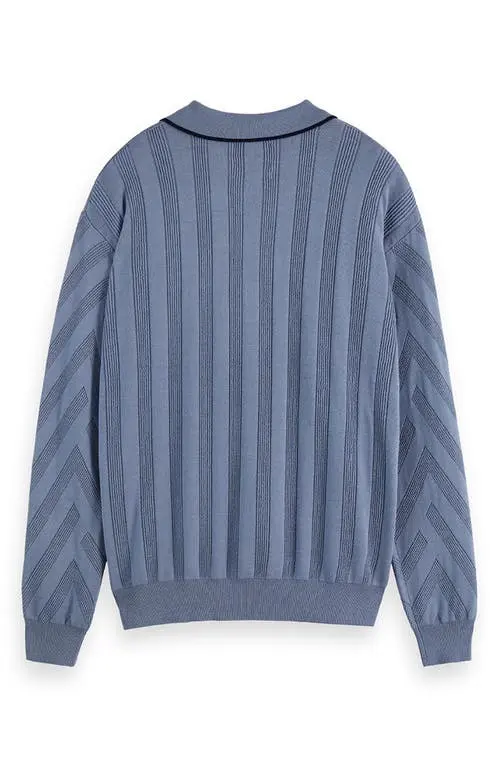 Scotch & Soda Structured Long Sleeve Polo - Infinity