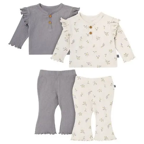 MODERN MOMENTS™ BY GERBER Henley Ruffle Top With Pants Set - Gray