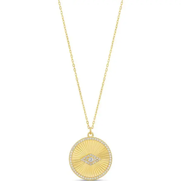 SHYMI Round Evil Eye Pendant Necklace - Gold