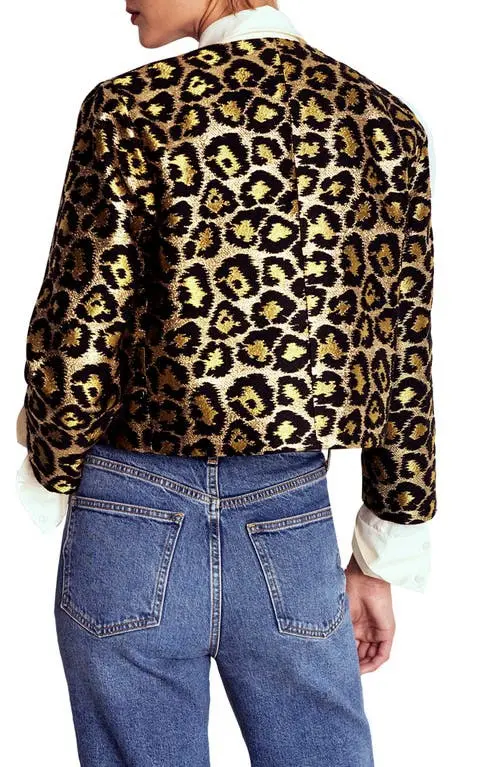 Boden Metallic Leopard Crop Jacket