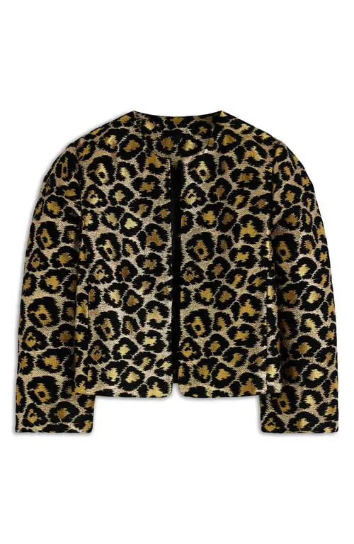 Boden Metallic Leopard Crop Jacket