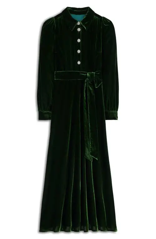 slim fit dress slacks Tie Neck Satin Midi Dress-Green Fir, Peony Bloom main image 0