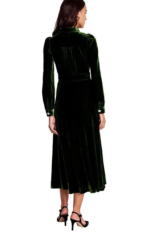 Boden Vivienne Velvet Midi Dress In Green Fir - 60% Off | Editorialist