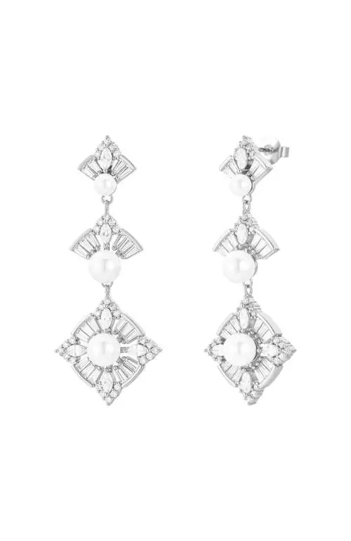UNTAMED PETALS Margaux Pearl Drop Earrings - Silver