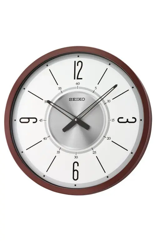 SEIKO Large Metal Wall Clock - Brown