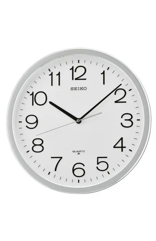 SEIKO 14in. Office Classic Numbered Wall Clock - Silver